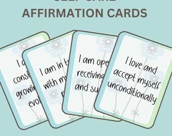 Digital Printable Mental Health Affirmation Cards Set of 22 Self-care ...