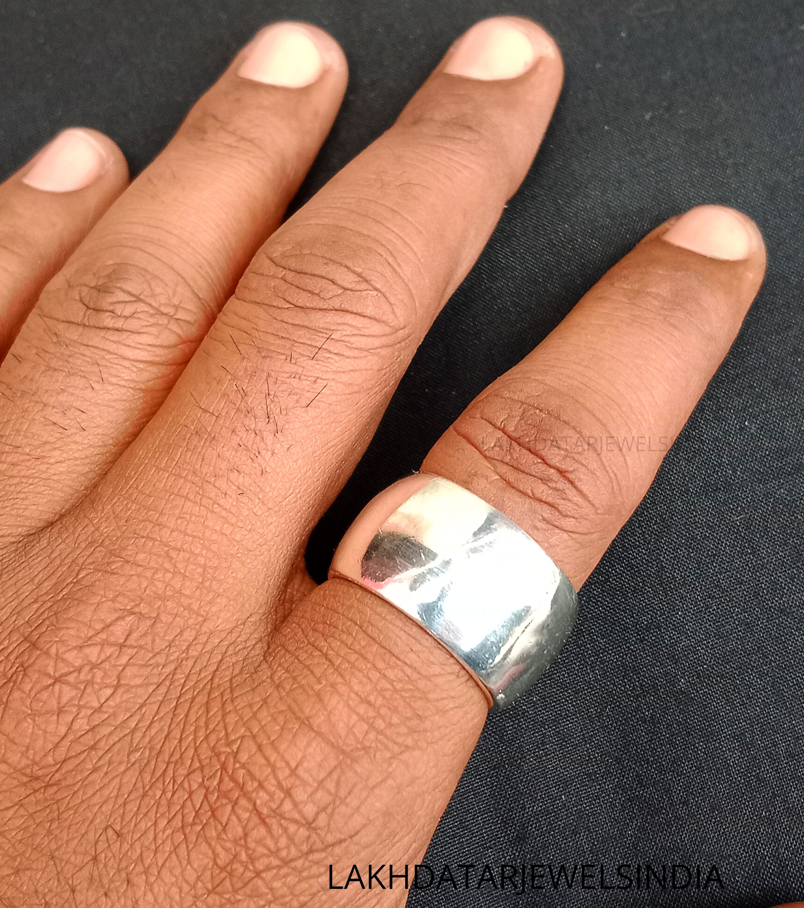 Plain Wide Band Ring, 925 Sterling Silver Dome Statement Ring, 14mm ...