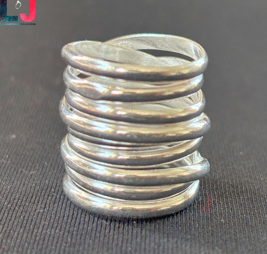 Chunky Multi Wrap Coil Ring | Minimalist Wide Band | Sterling Silver ...