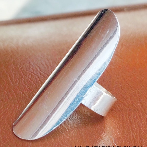 Long Silver Ring - Etsy