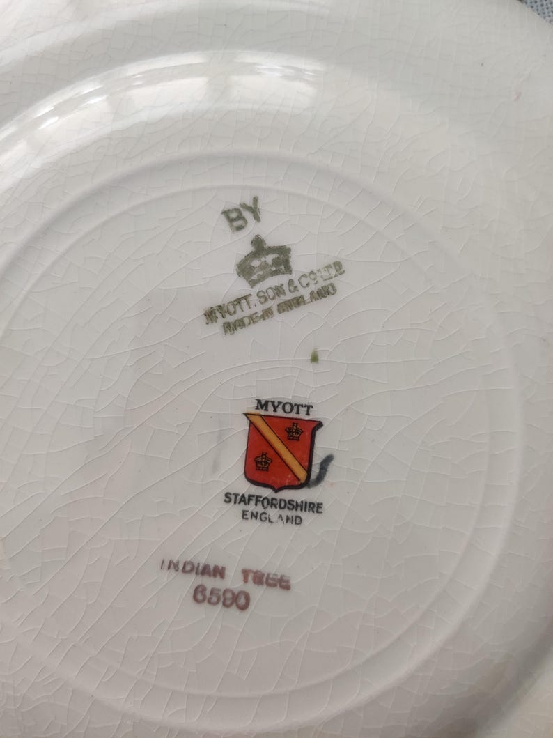 Set of (5) Myott Son & Co Royal Crown Indian Tree Plates, Stafford ...
