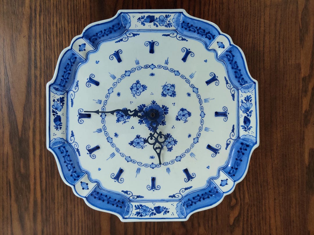 Working Royal Delft Blue (1971) Handpainted Wall Clock, Koninklijke ...