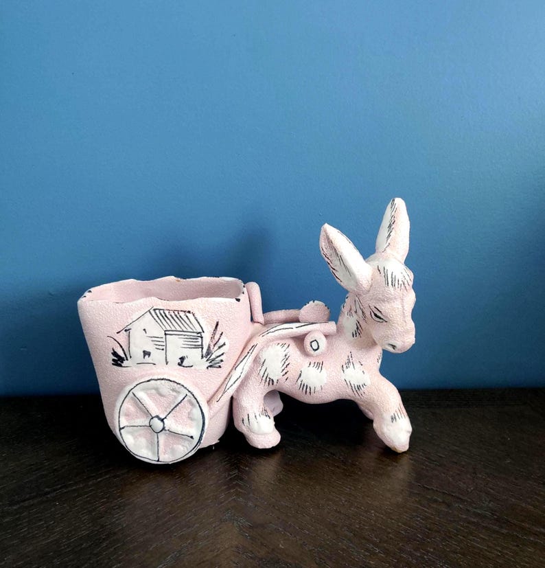 Vintage Hand Painted Italian Donkey Cart Planter – Whimsical ...