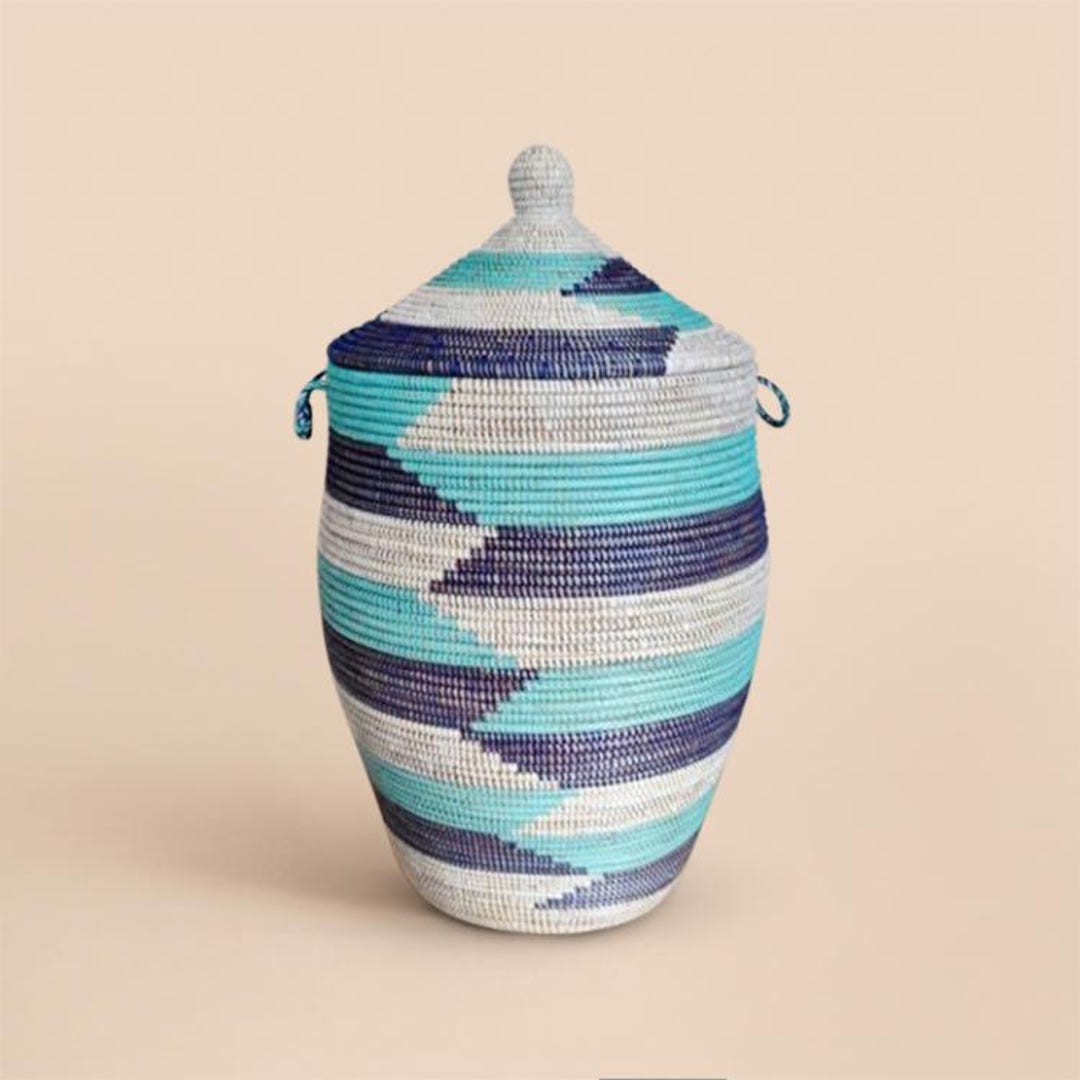 African Extra-large Woven Basket With Lid, Senegal Laundry Basket ...