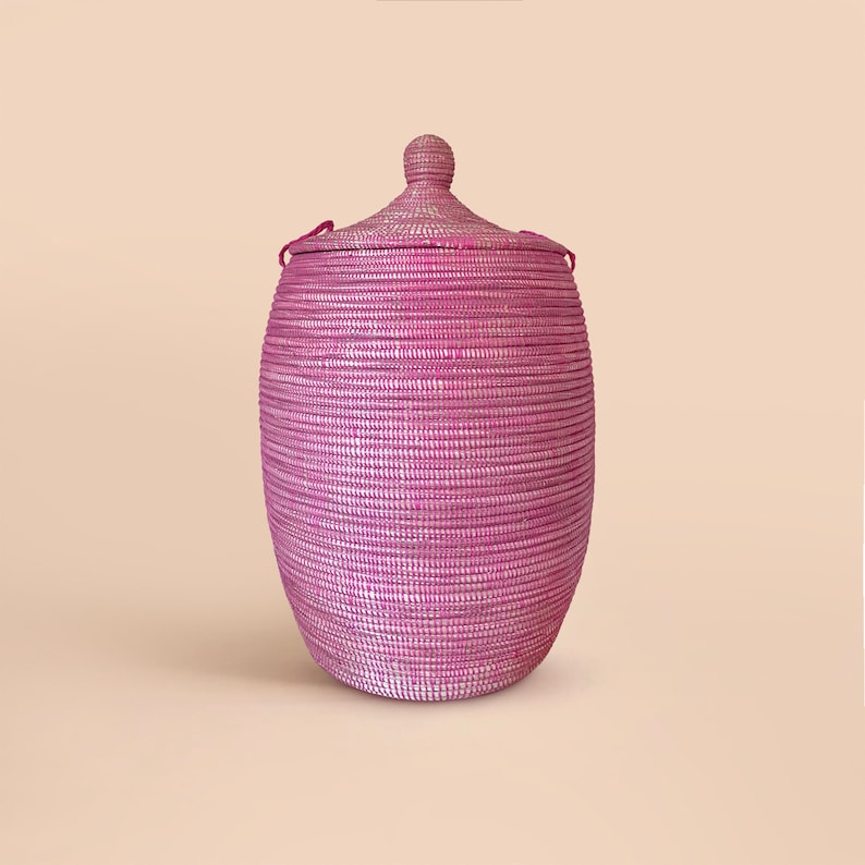 African Extra-large Woven Basket With Lid, Senegal Laundry Basket ...