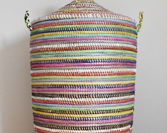African Extra-large Woven Basket With Lid, Senegal Laundry Basket ...