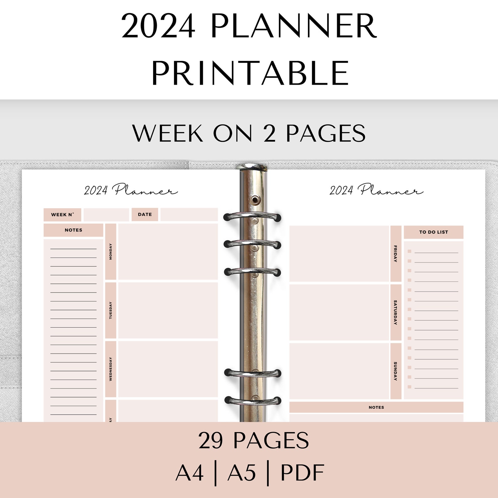Printable 2024 Planner PDF Daily Planner Monthly Planner to - Etsy