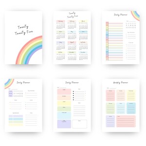 2024 Printable Planner Bundle Colorful Rainbow PDF 2025 2026 Daily ...