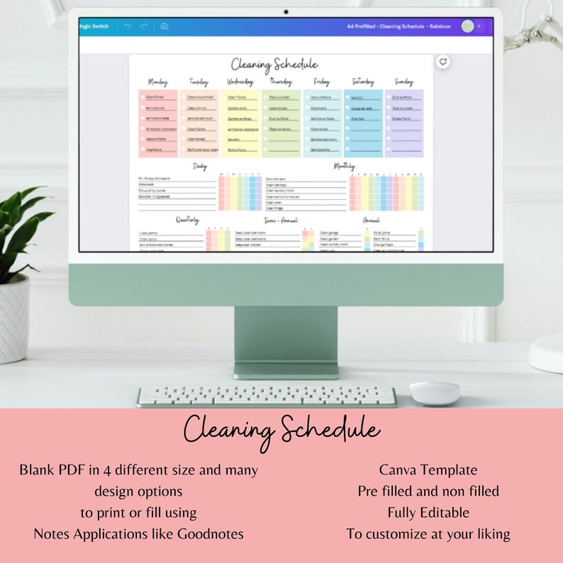 Editable House Chores Checklist Canva Template Household Management ...