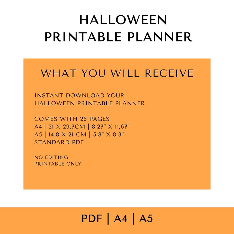 Halloween Planners Printable PDF, Daily Planner to Do List ...