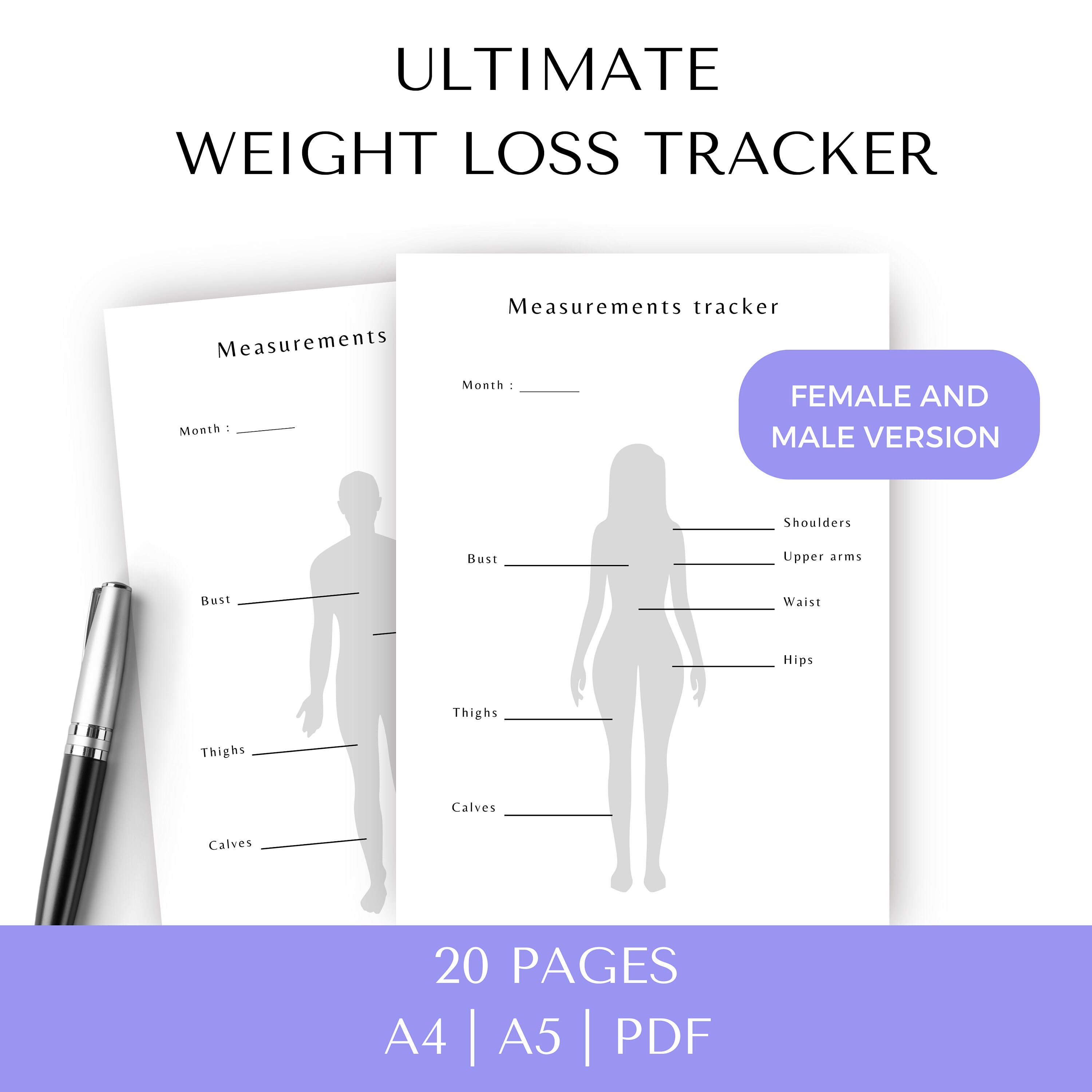 Ultimate Weight Loss Tracker Printable PDF A5 A4 Measurement - Etsy