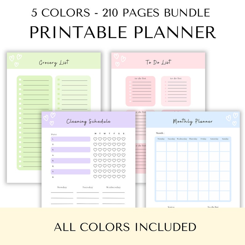 2024 Printable Planner BUNDLE PDF Girly Daily Planner to Do List ...