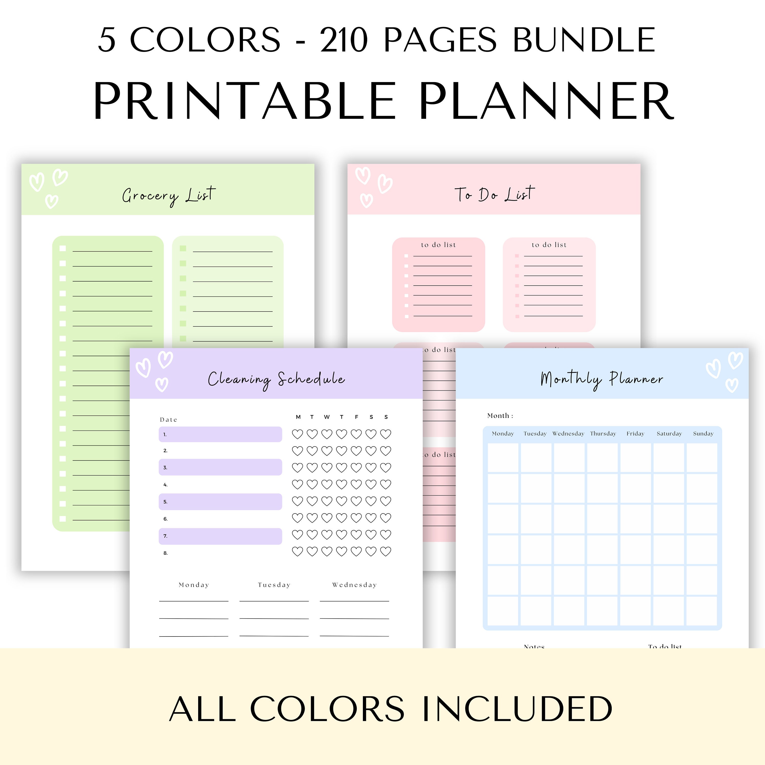 2024 Printable Planner BUNDLE PDF Girly Daily Planner to Do List ...