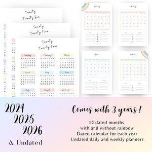 2024 Printable Planner Bundle Colorful Rainbow PDF 2025 2026 Daily ...