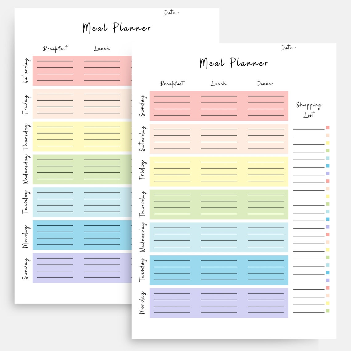 Meal Planner Printable PDF Weekly Food Diary Meal Tracker Food Journal ...