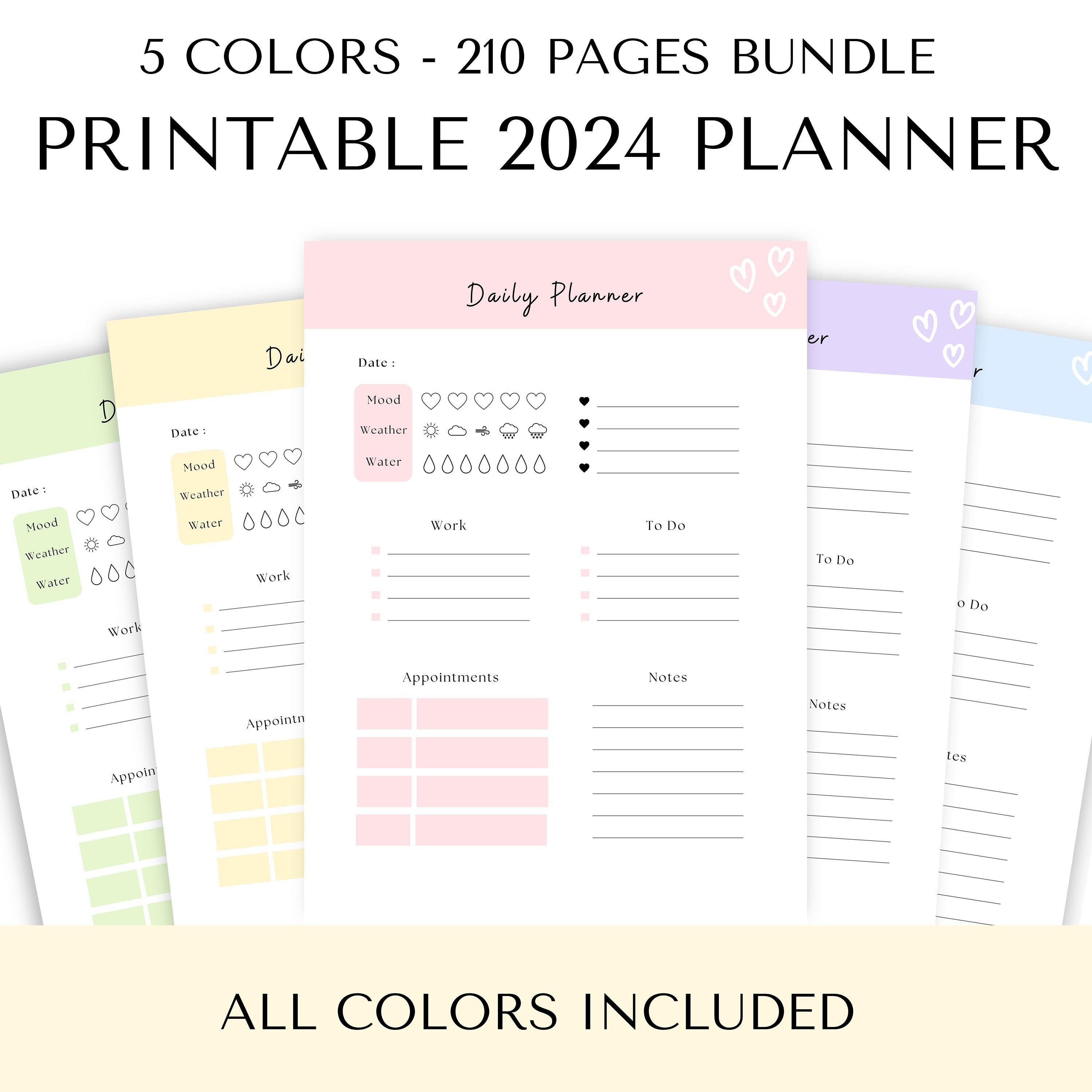2024 Printable Planner BUNDLE PDF Girly Daily Planner to Do List ...