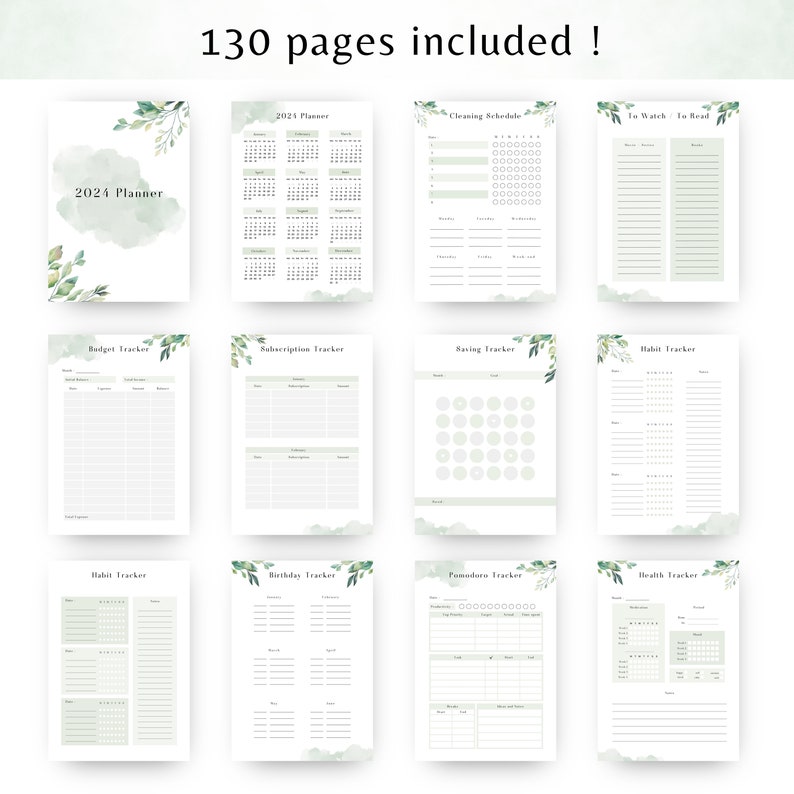 2025 Printable Planner Inserts PDF A5 A4 LETTER 2024 2026 Hourly ...