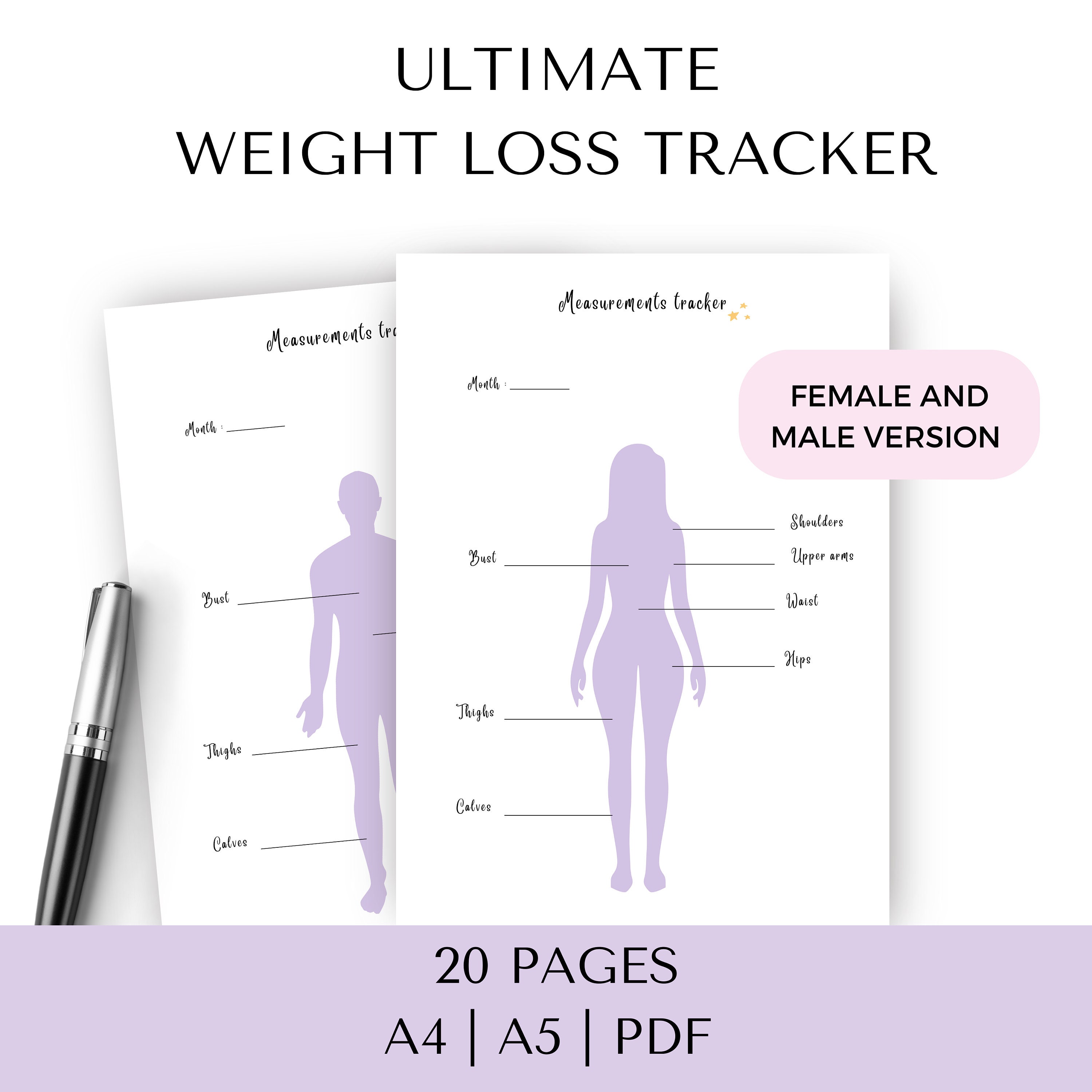Ultimate Weight Loss Tracker Printable PDF A5 A4 Pink Purple - Etsy