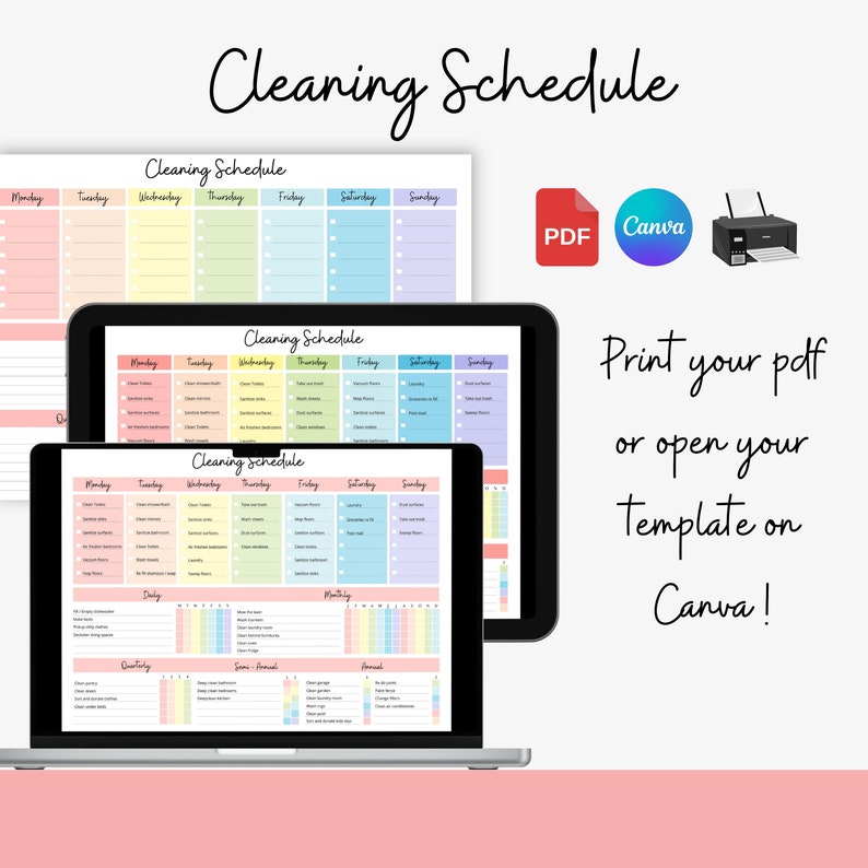 Editable House Chores Checklist Canva Template Household Management ...