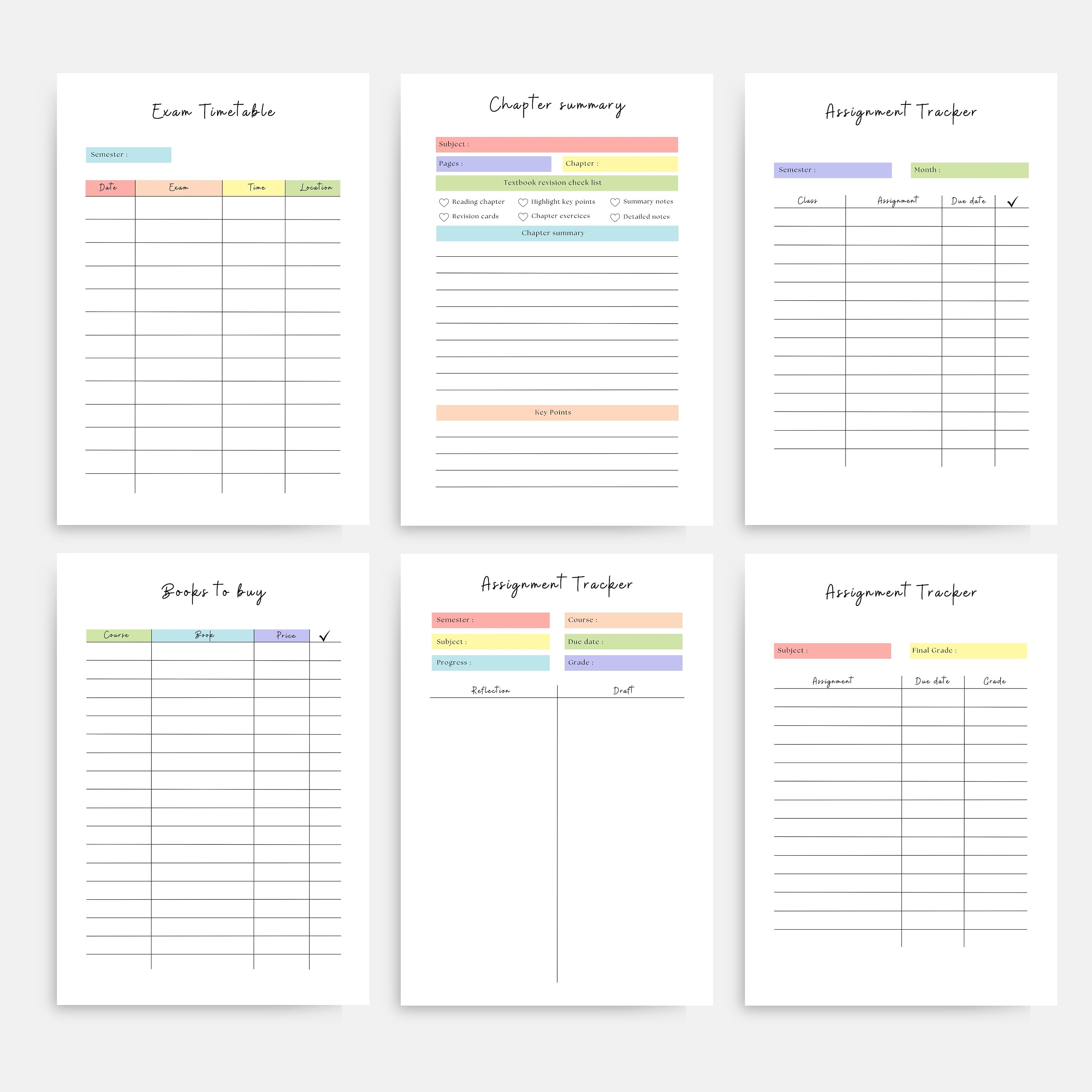Study Planner Printable PDF Bundle Students Planner Set College Essay ...