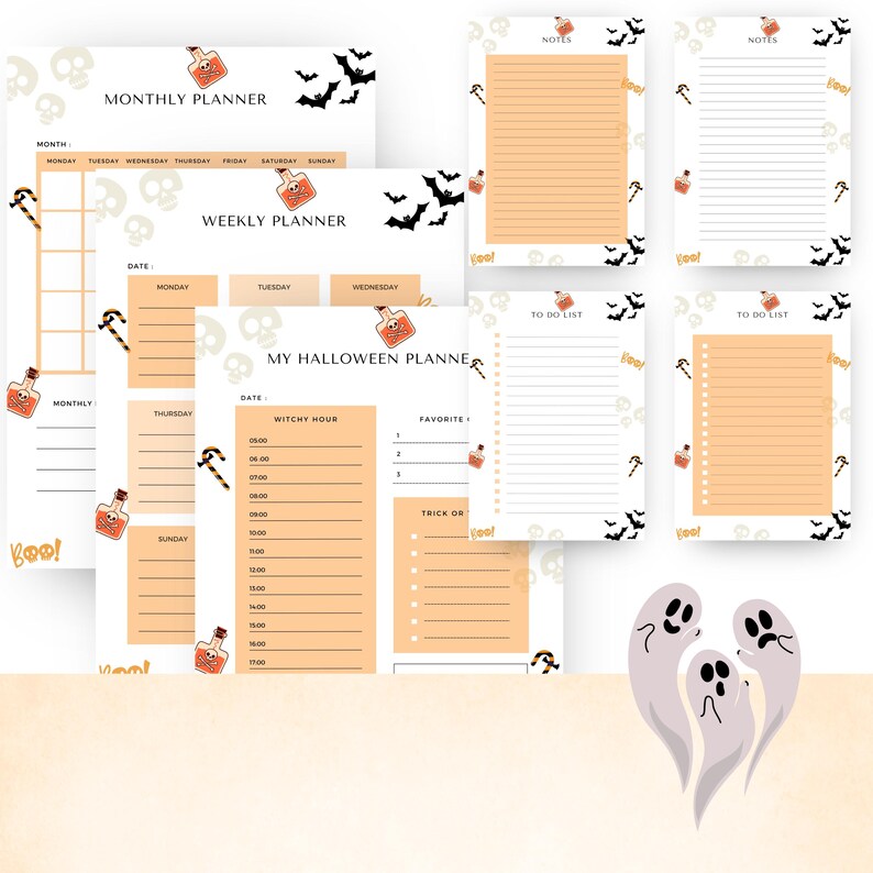 Halloween Planner Printable PDF Undated Planner Insert , Party Planner ...