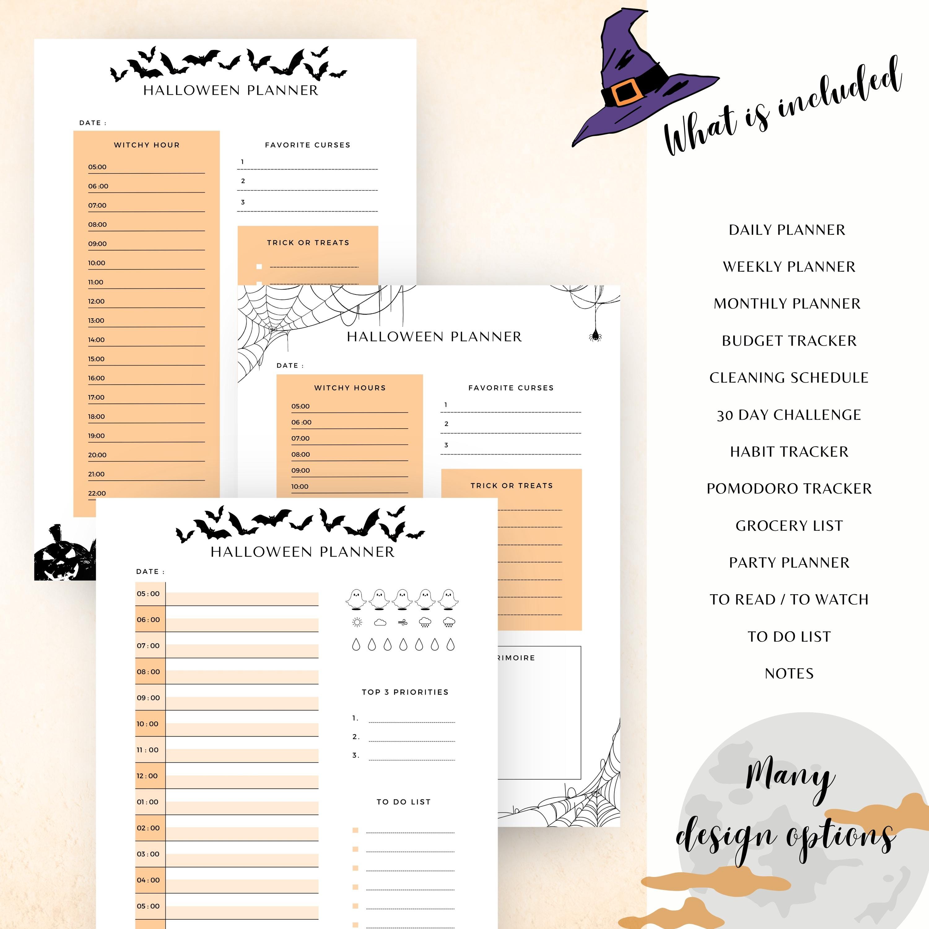 Halloween Planners Printable PDF, Daily Planner to Do List ...