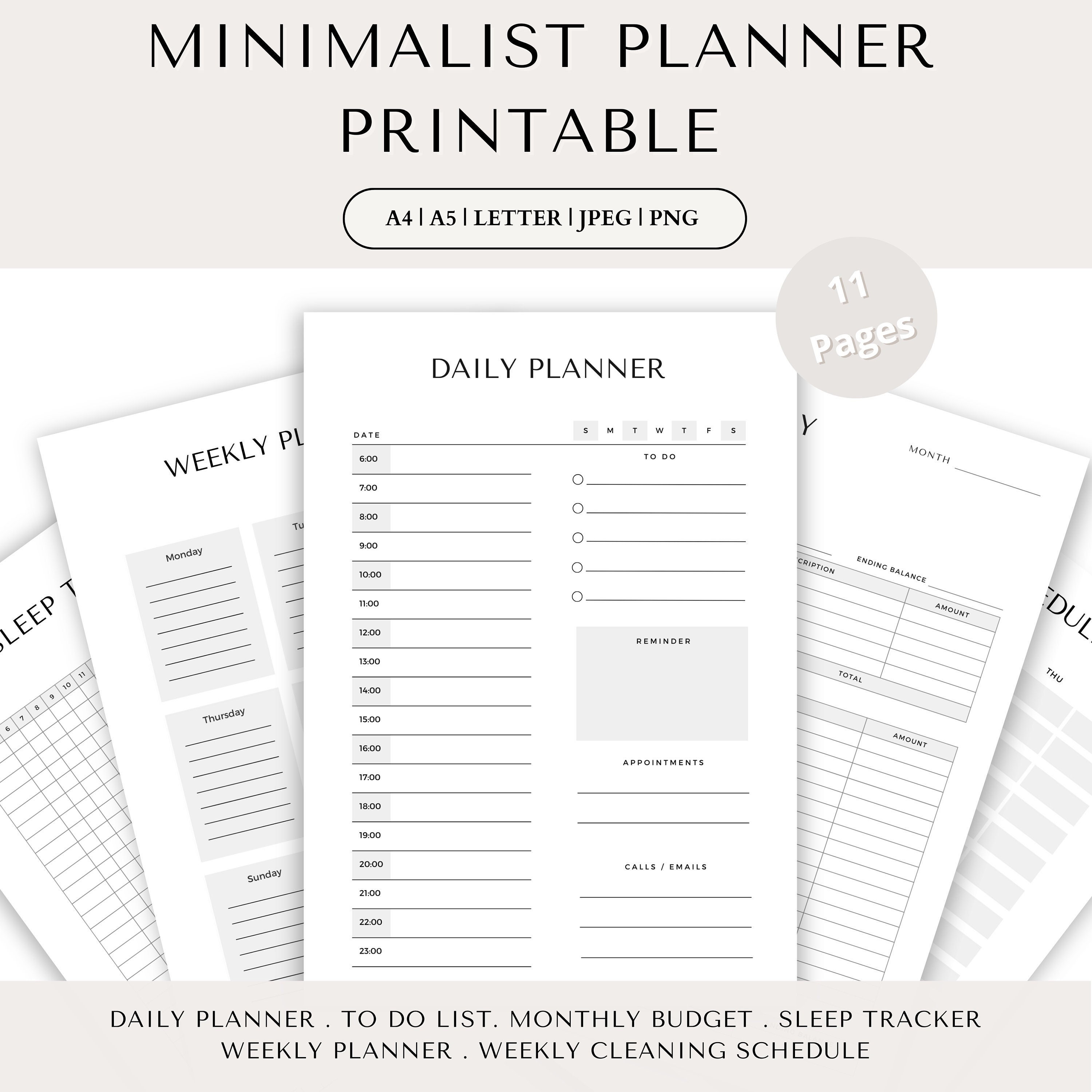 Minimalist Planner Printable A5 LETTER PDF Daily Planner to - Etsy