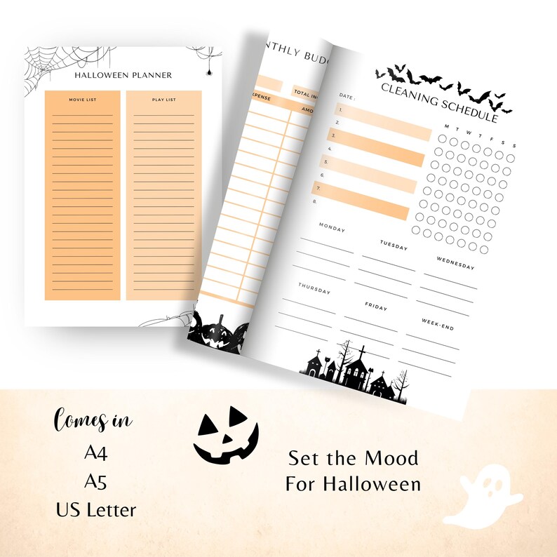 Halloween Planners Printable PDF, Daily Planner to Do List ...