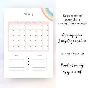 Rainbow Planner Printable 2025 2026 2027 PDF, Agenda Insert, Daily ...