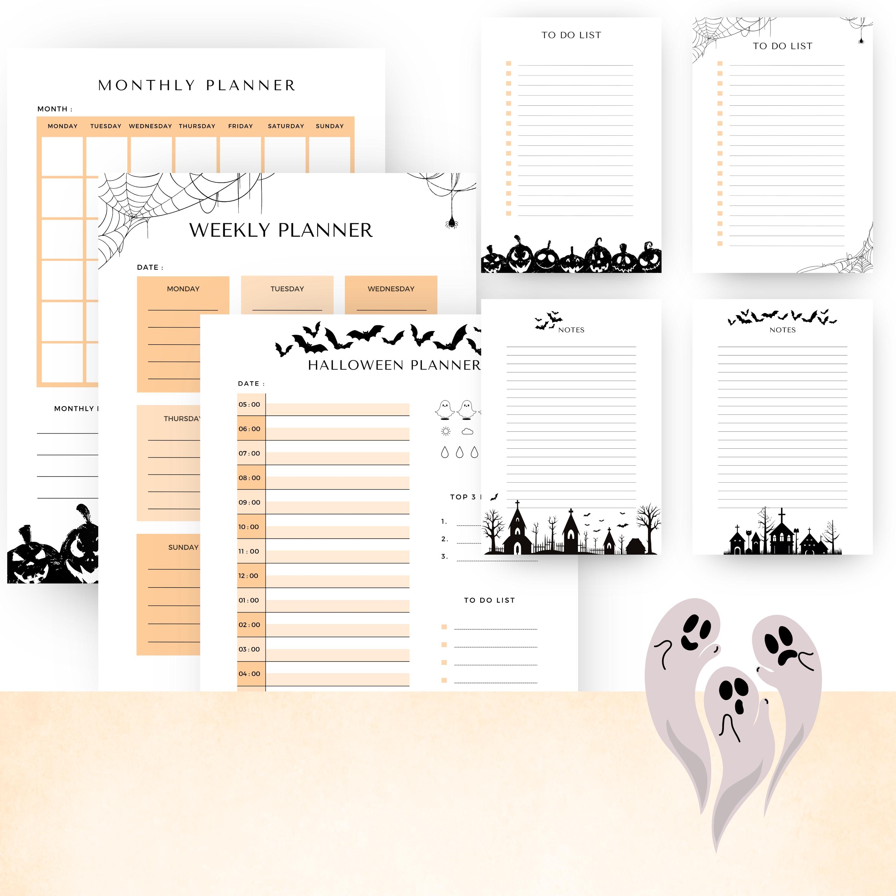 Halloween Planners Printable PDF, Daily Planner to Do List ...