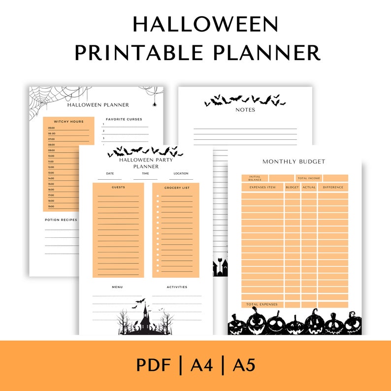Halloween Planners Printable PDF, Daily Planner to Do List ...