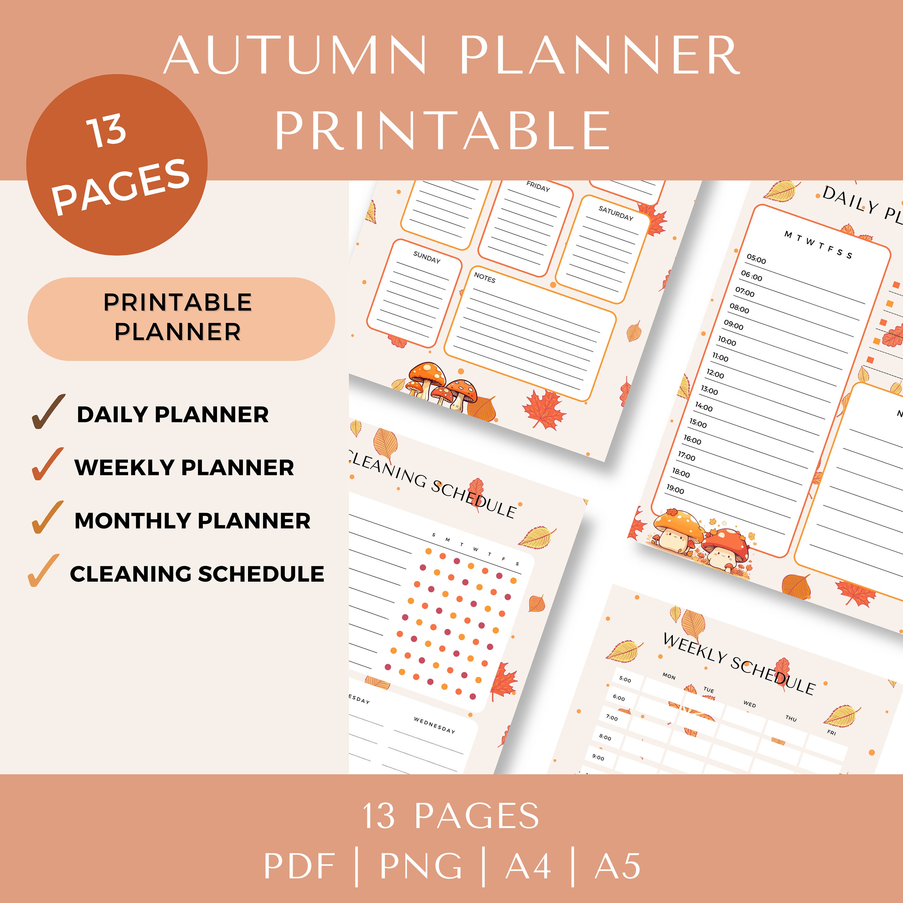 Autumn Planners Printable PDF PNG Fall Season Halloween - Etsy