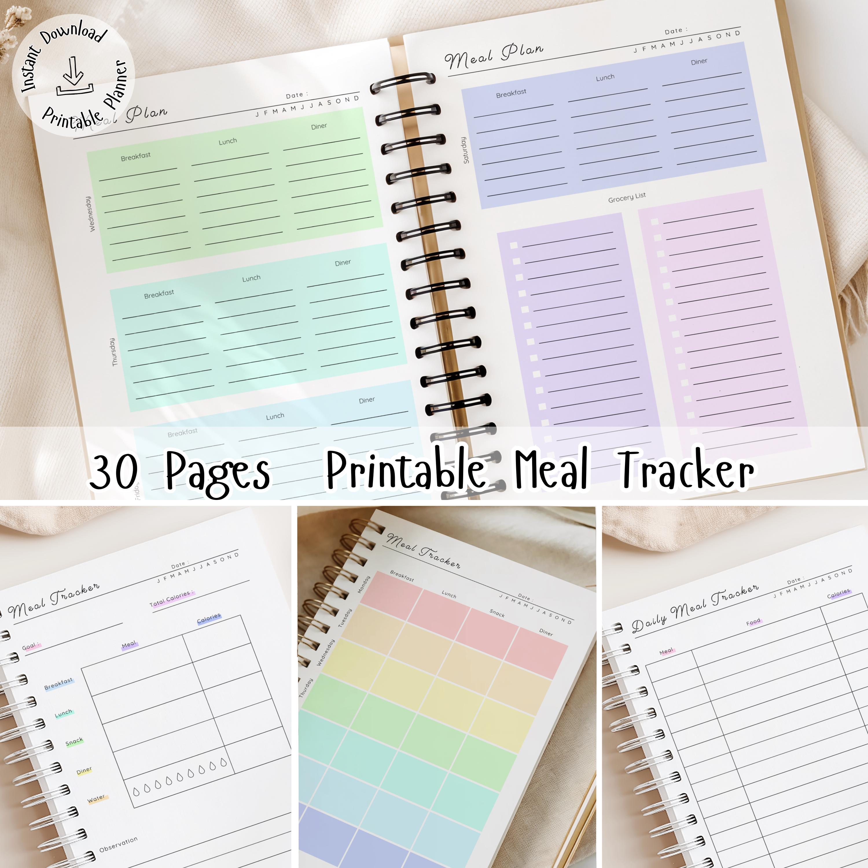 Meal Tracker Printable Planner - Meal Planner , Calorie Tracker ...
