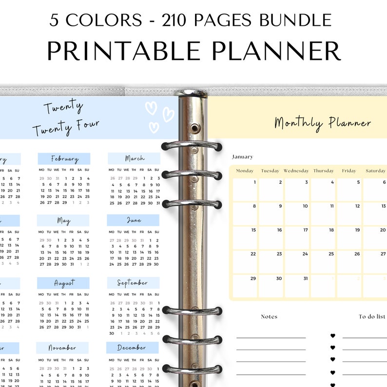 2024 Printable Planner BUNDLE PDF Girly Daily Planner to Do List ...