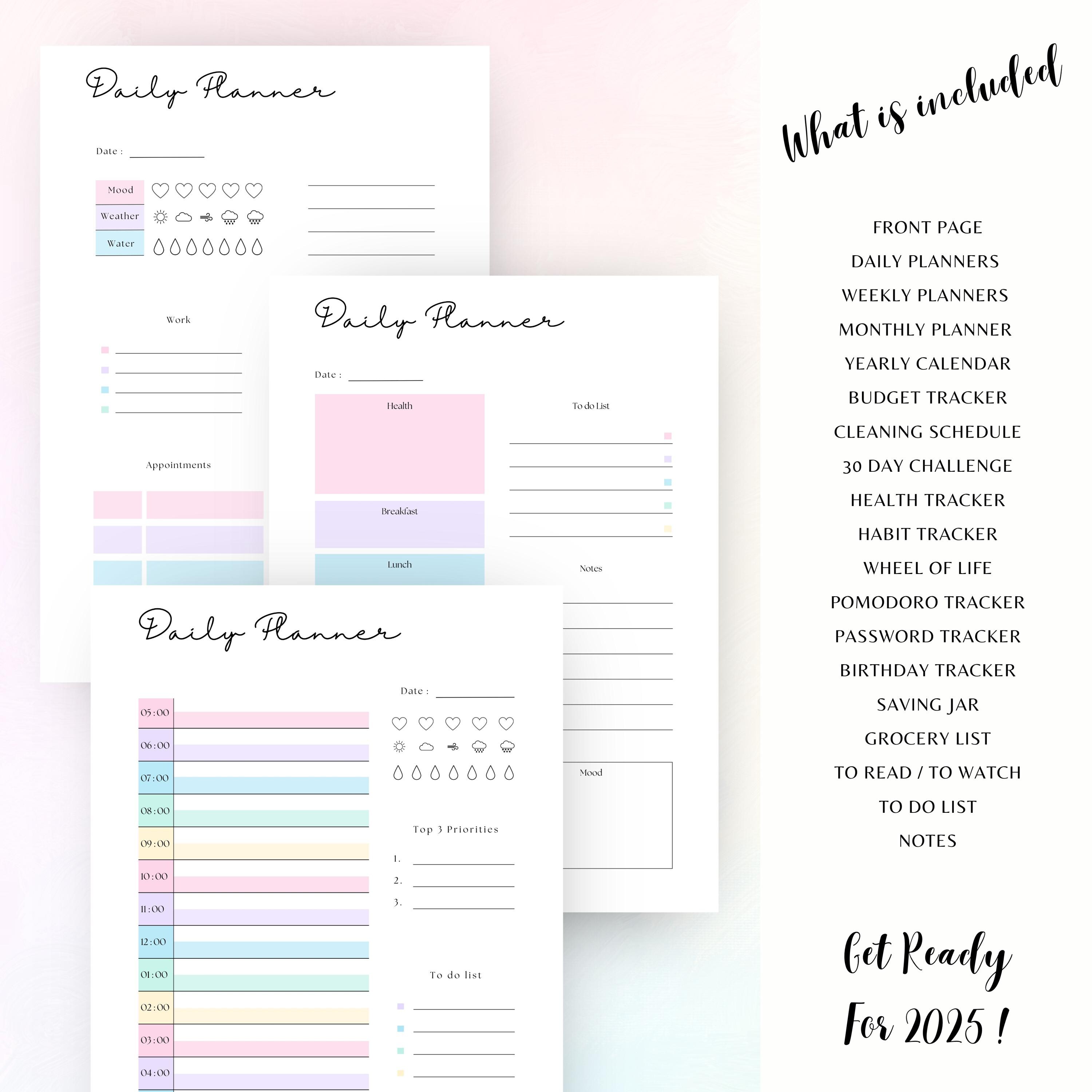 2025 Printable Planner Rainbow Pastel Colorful Bundle PDF 2026 Daily ...