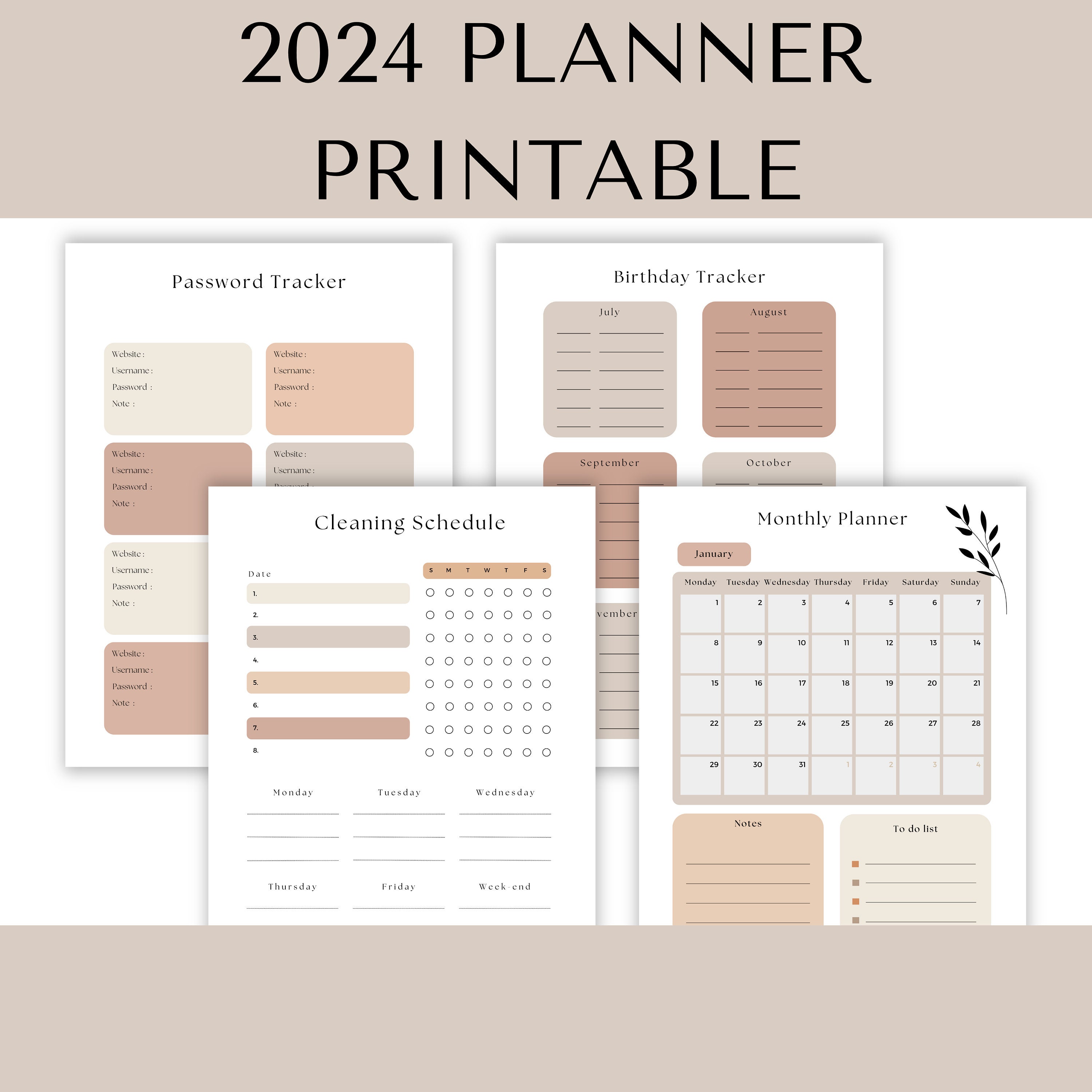 Printable 2024 Planner PDF Monthly Dated Daily Planner to Do - Etsy