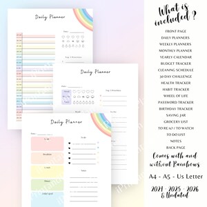 2024 Printable Planner Bundle Colorful Rainbow PDF 2025 2026 Daily ...