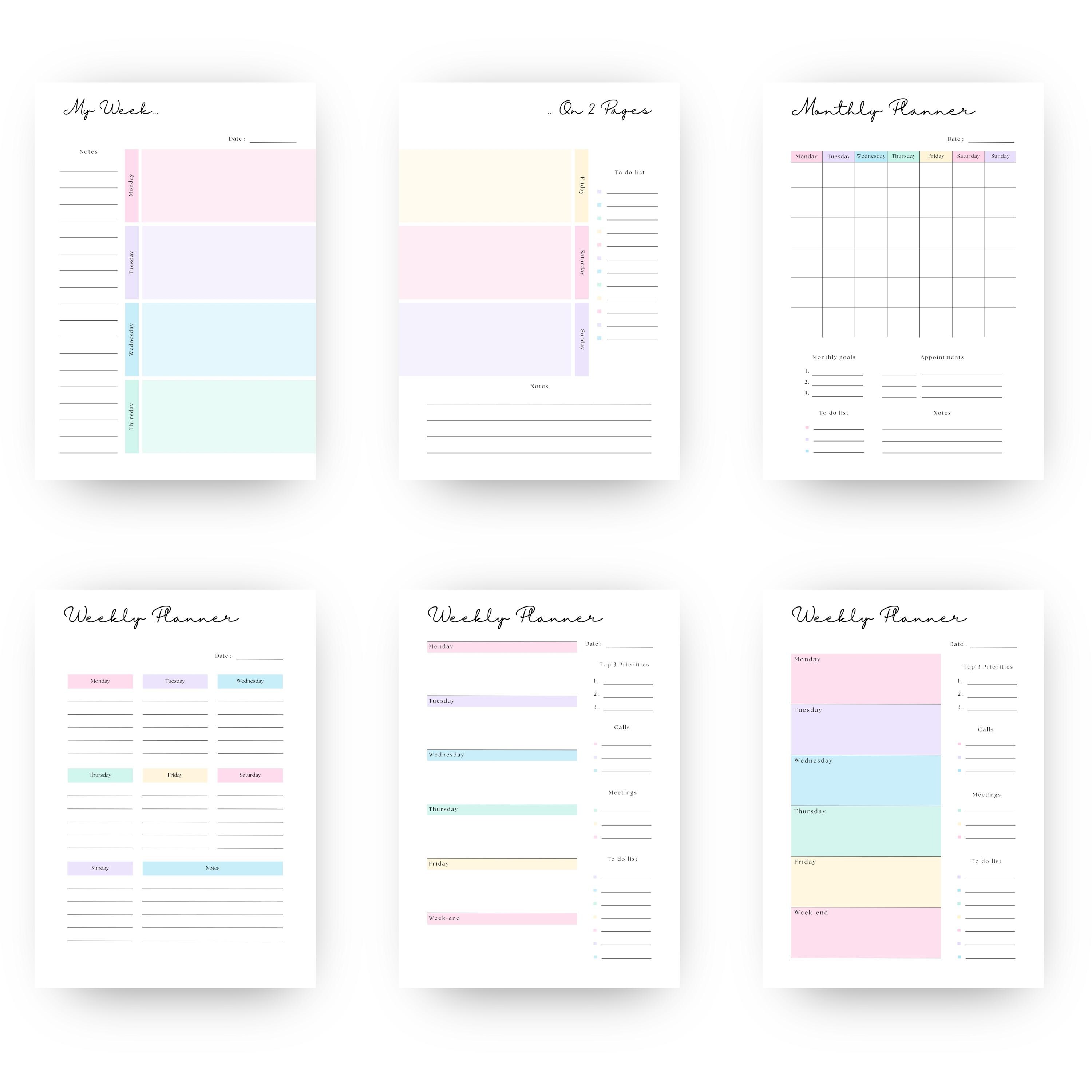 2025 Printable Planner Rainbow Pastel Colorful Bundle PDF 2026 Daily ...