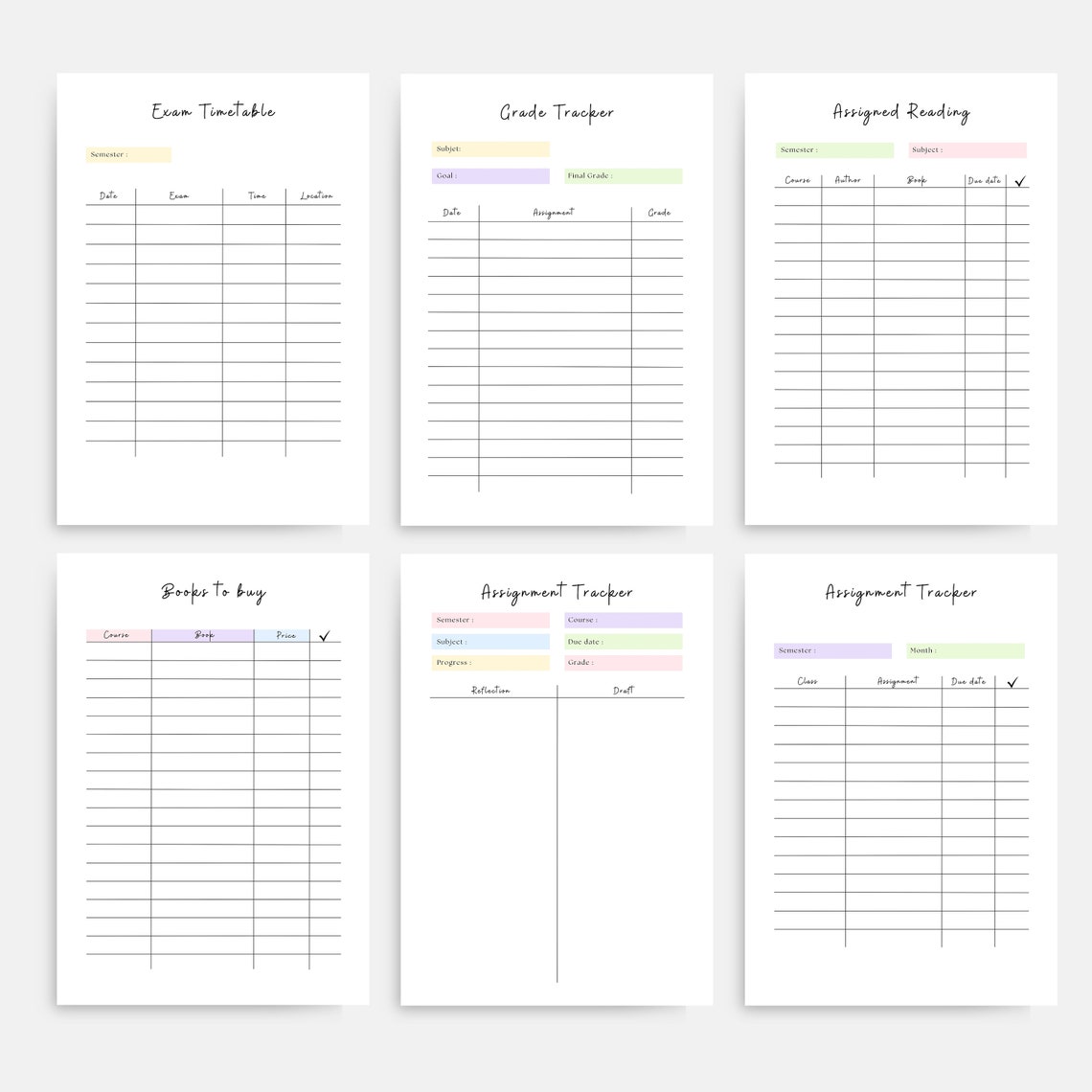 Study Planner Printable PDF Bundle Students Planner Set College Essay ...