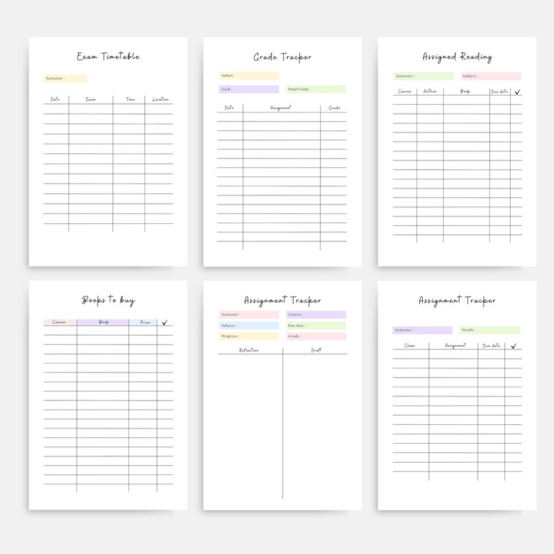 Study Planner Printable PDF Bundle Students Planner Set College Essay ...