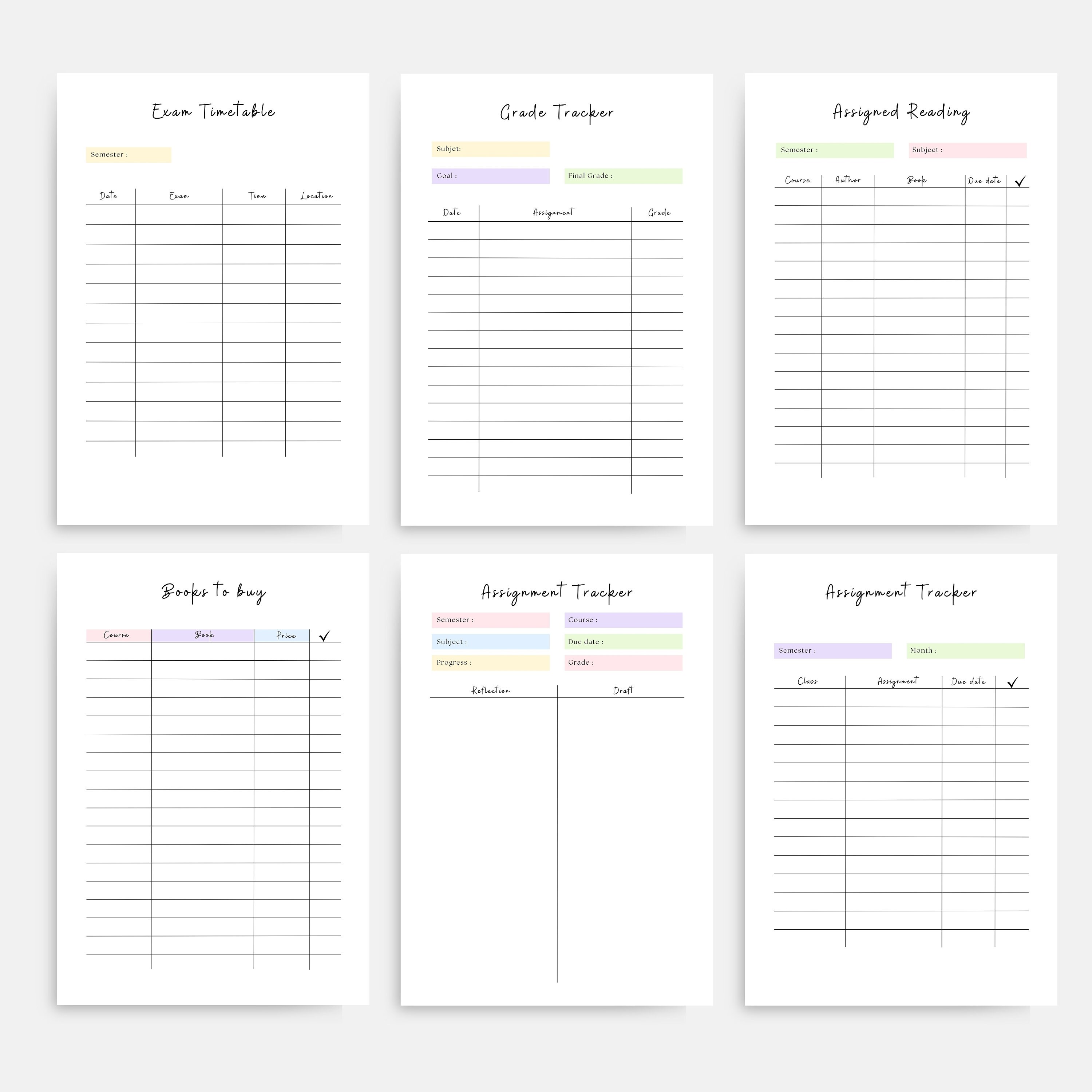 Study Planner Printable PDF Bundle Students Planner Set College Essay ...