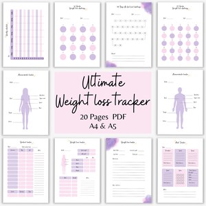 Ultimate Weight Loss Tracker Printable PDF A5 A4 Pink Purple - Etsy