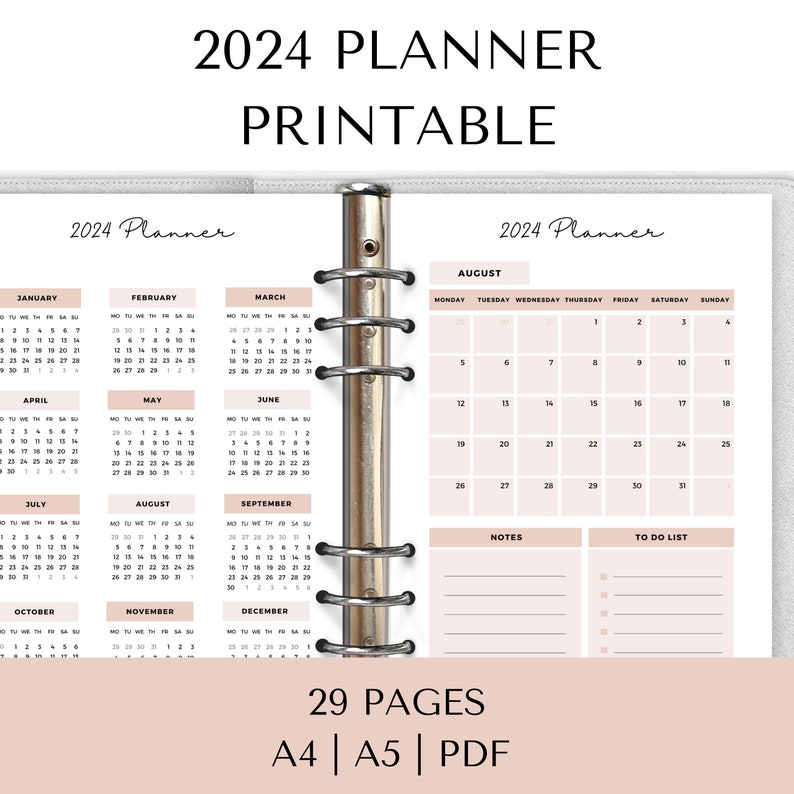 Printable 2024 Planner PDF Daily Planner Monthly Planner to - Etsy
