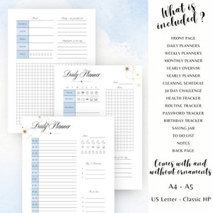 Witchy Planner Printable PDF Blue Daily Routine Planner, Weekly Planner ...