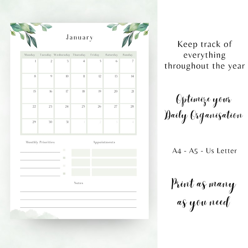 2025 Printable Planner Inserts PDF A5 A4 LETTER 2024 2026 Hourly ...