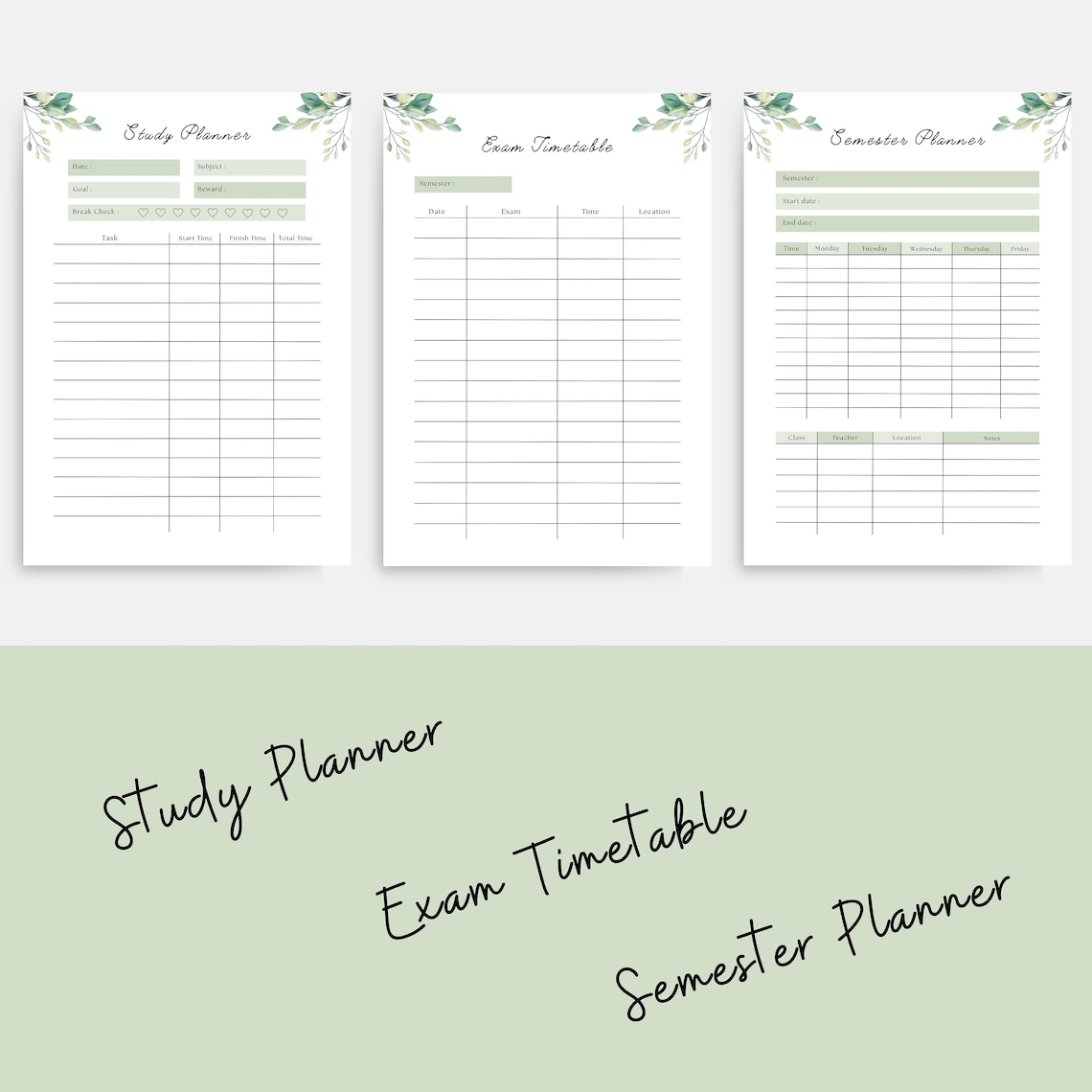 Study Planner Printable PDF A4 A5 Letter Bundle School College Planner ...