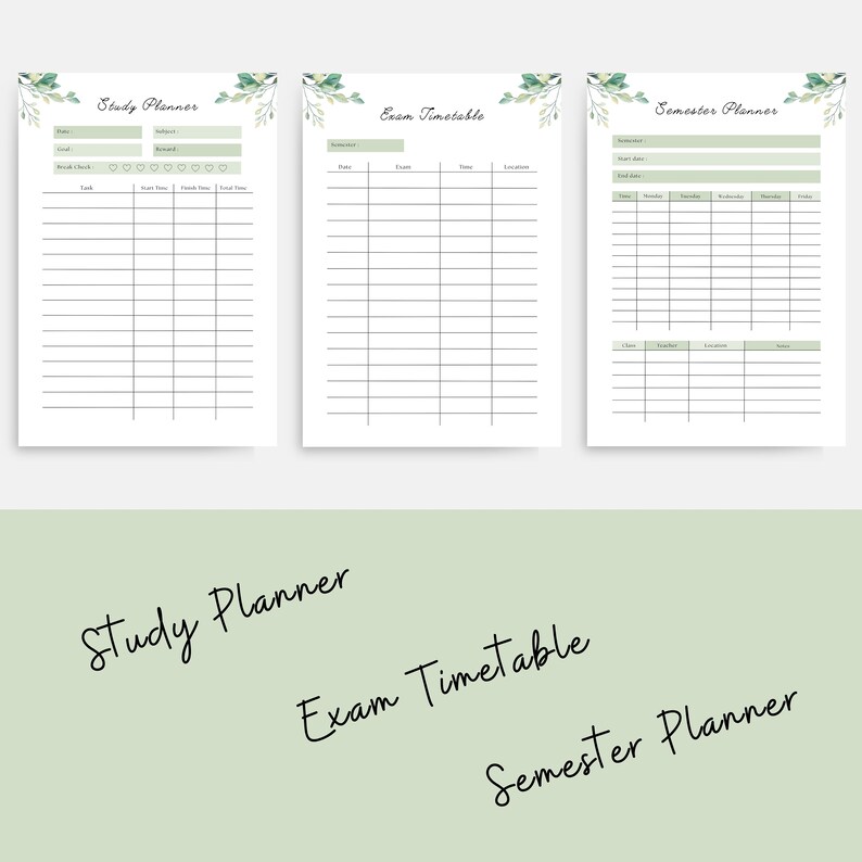 Study Planner Printable PDF A4 A5 Letter Bundle School College Planner ...