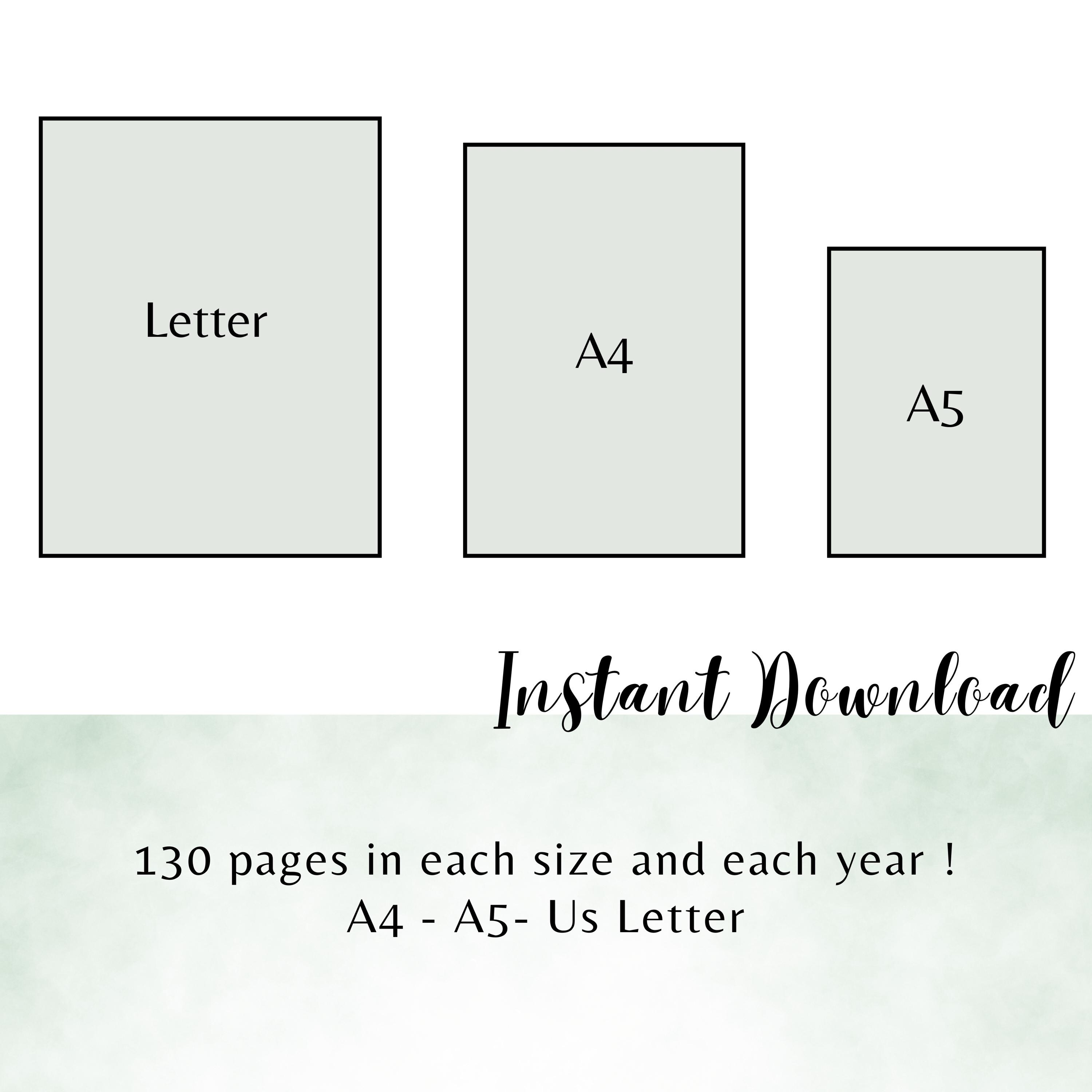 2024 2025 2026 Printable Planner Greenery Dated Undated, Green Leaves ...