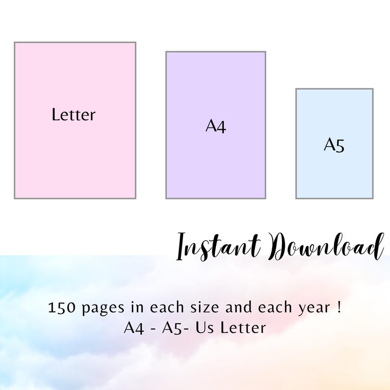 Printable Planner Bundle Colorful Rainbow PDF 2025 2026 2027 Daily ...