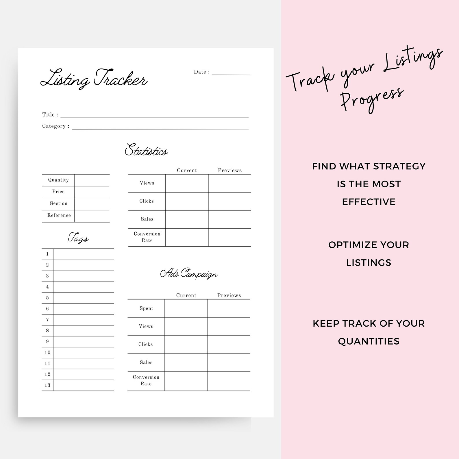 Etsy Shop Business Printable Planner - SEO Optimization, Listing ...